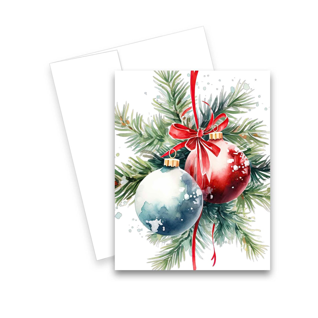 Christmas Note Card Set, Christmas Ornament Cards, Blank Notecard, Card ...