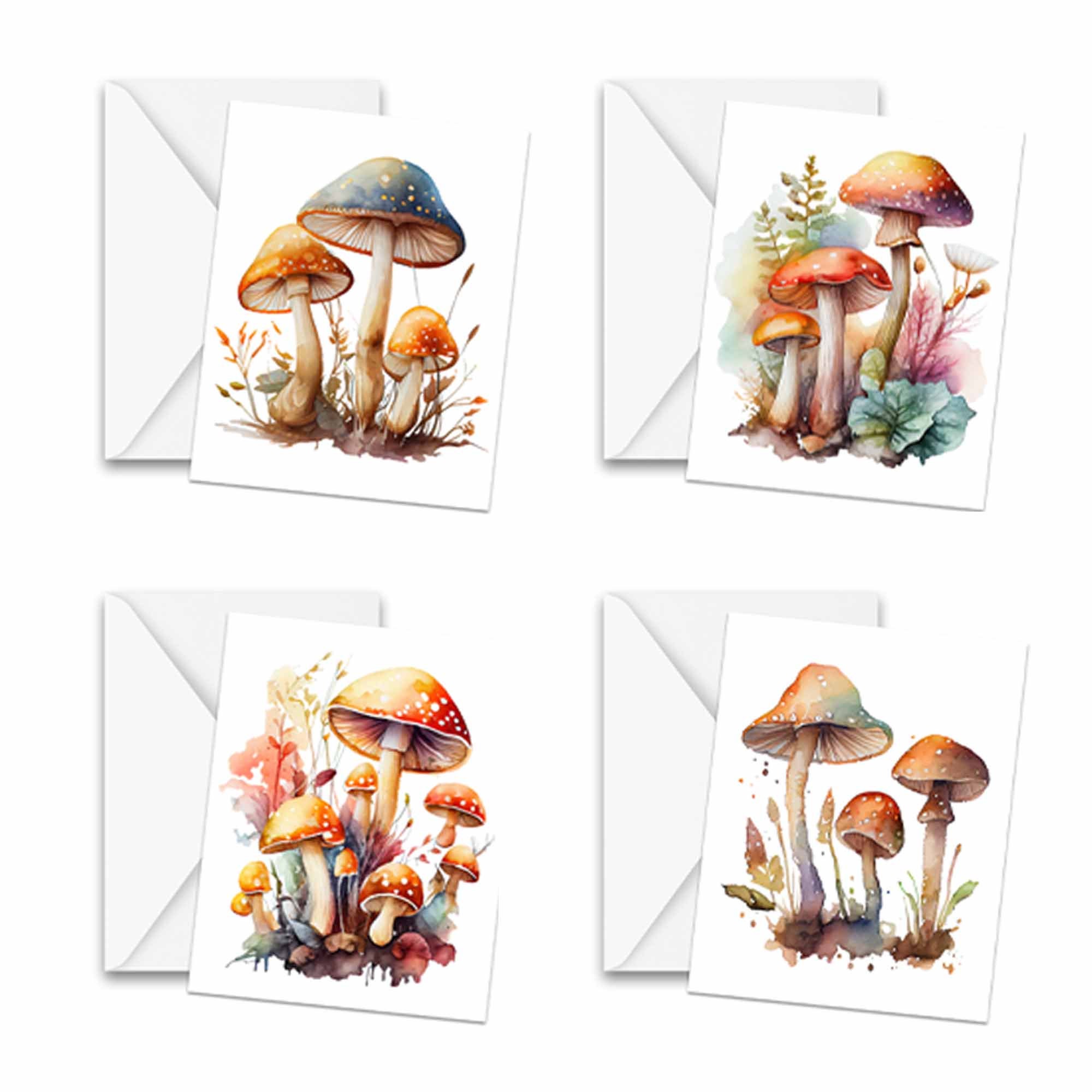 NOTECARDS, Assorted Watercolor Mushrooms Greeting Card Set, Stationery ...