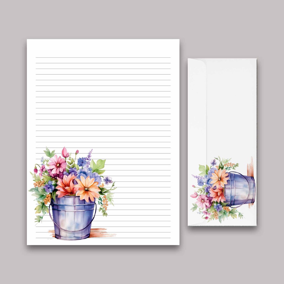 Stationery Paper & Envelope Set Matching Envelopes Pail of - Etsy