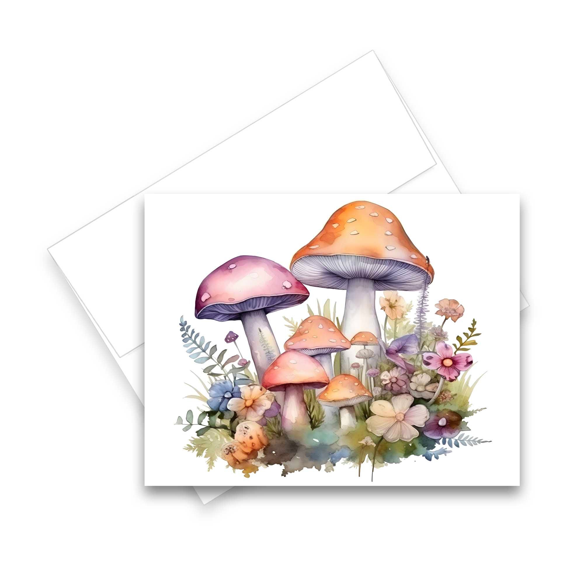 Watercolor Mushroom Cards Blank Cards With Envelopes Note - Etsy
