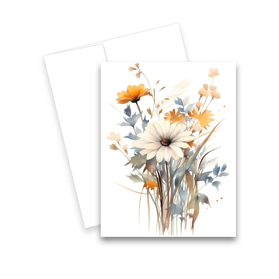 Minimalist Floral Card, Set of Blank Note Cards, Floral Note Cards, All ...