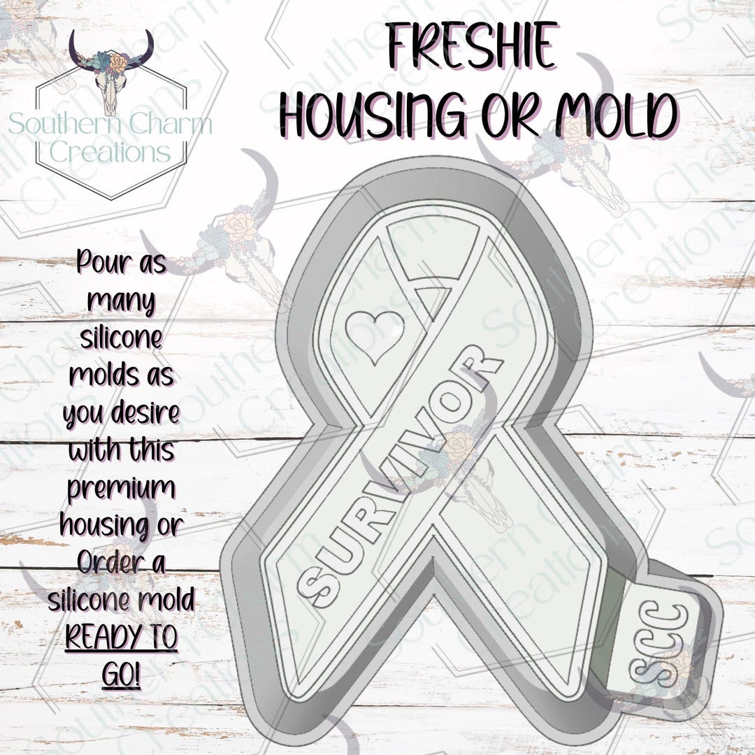 Breast Cancer Ribbon Survivor Awareness Freshie Housing or Silicone ...