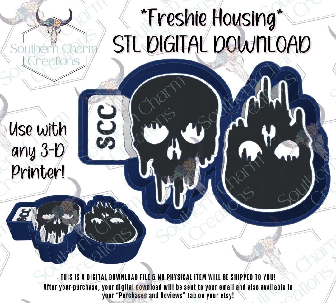 Melting Skull Vent Clip Freshie Housing STL File Digital Download 3D ...