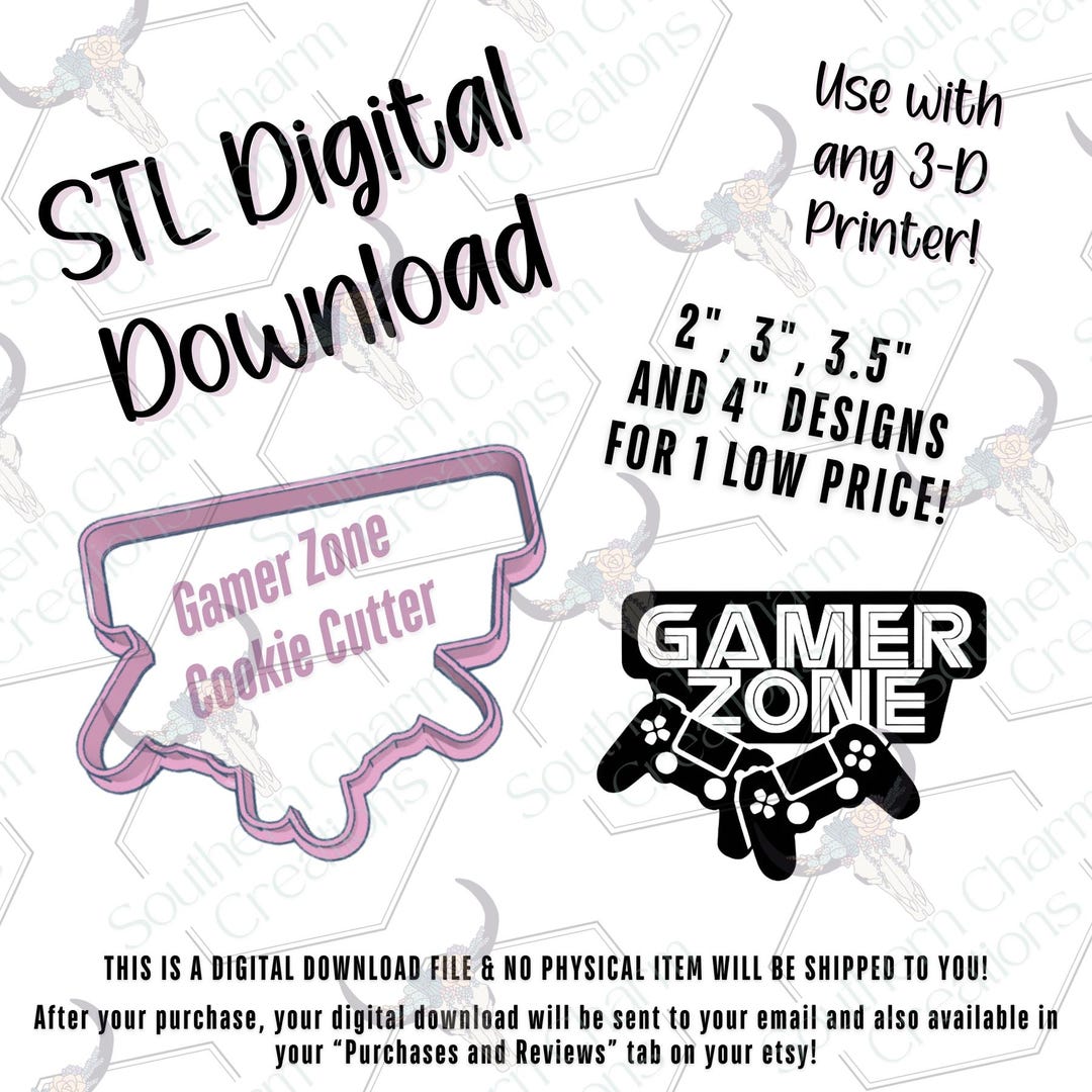 Gamer Zone Controller STL File Digital Download Cookie Cutter 3D ...