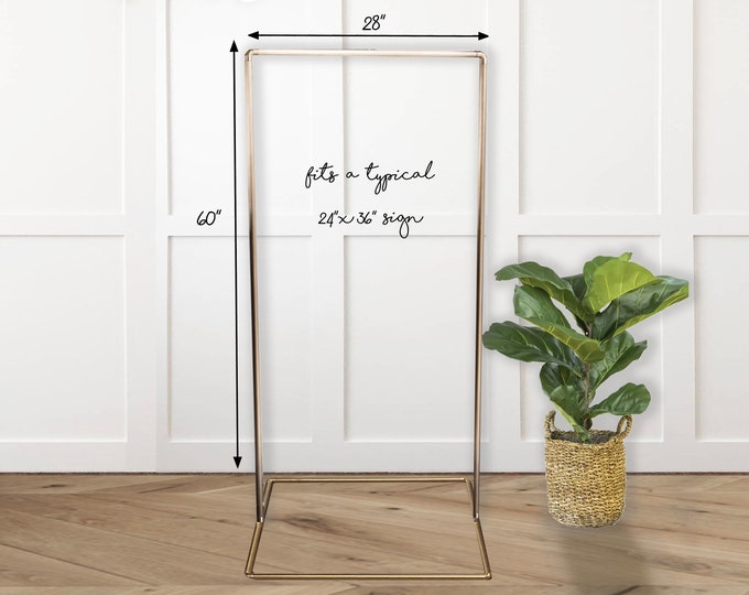 GOLD Modern Wedding Copper Pipe Sign Holder - (fits 24x36 Sign) - Etsy