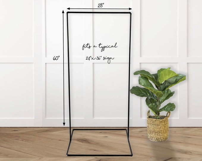 BLACK Modern Wedding Copper Pipe Sign Holder - (fits 24x36 Sign) - Etsy