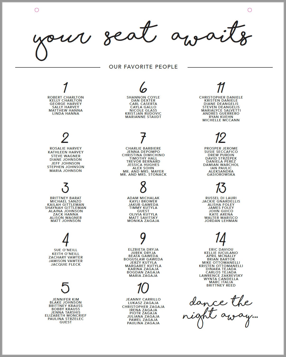 Modern Wedding Seating Chart CUSTOM DIGITAL DOWNLOAD - Etsy