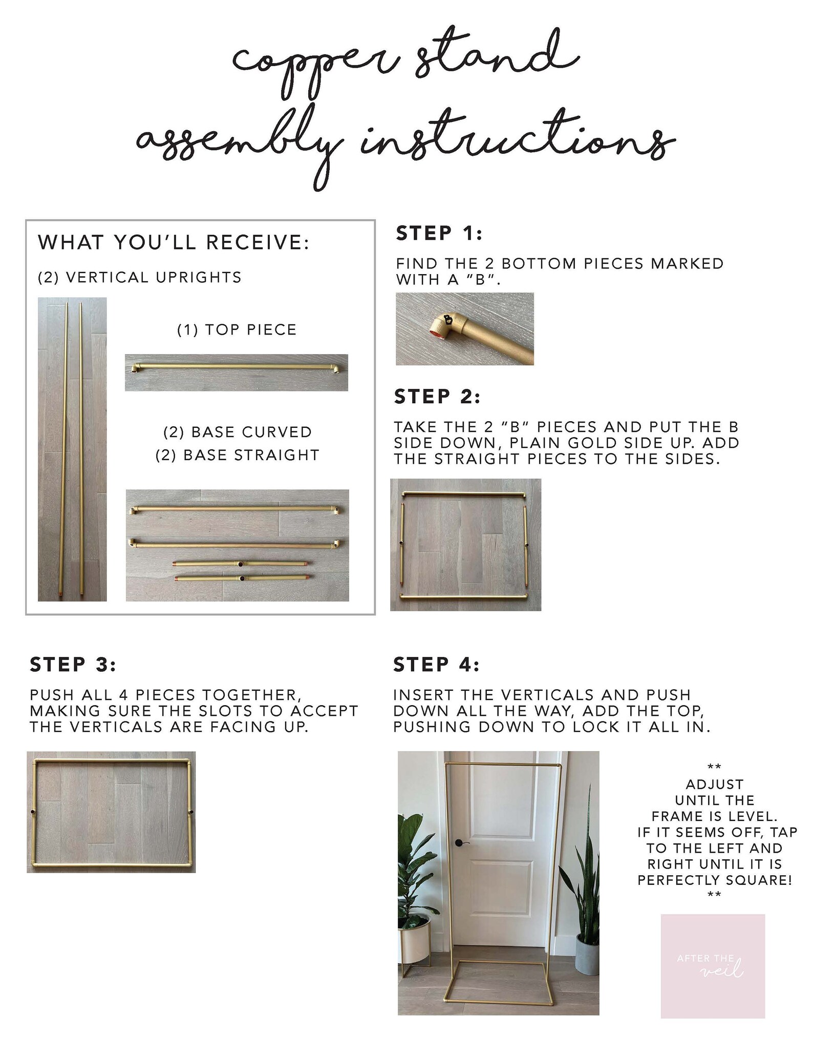 GOLD Modern Wedding Copper Pipe Sign Holder fits 24x36 - Etsy