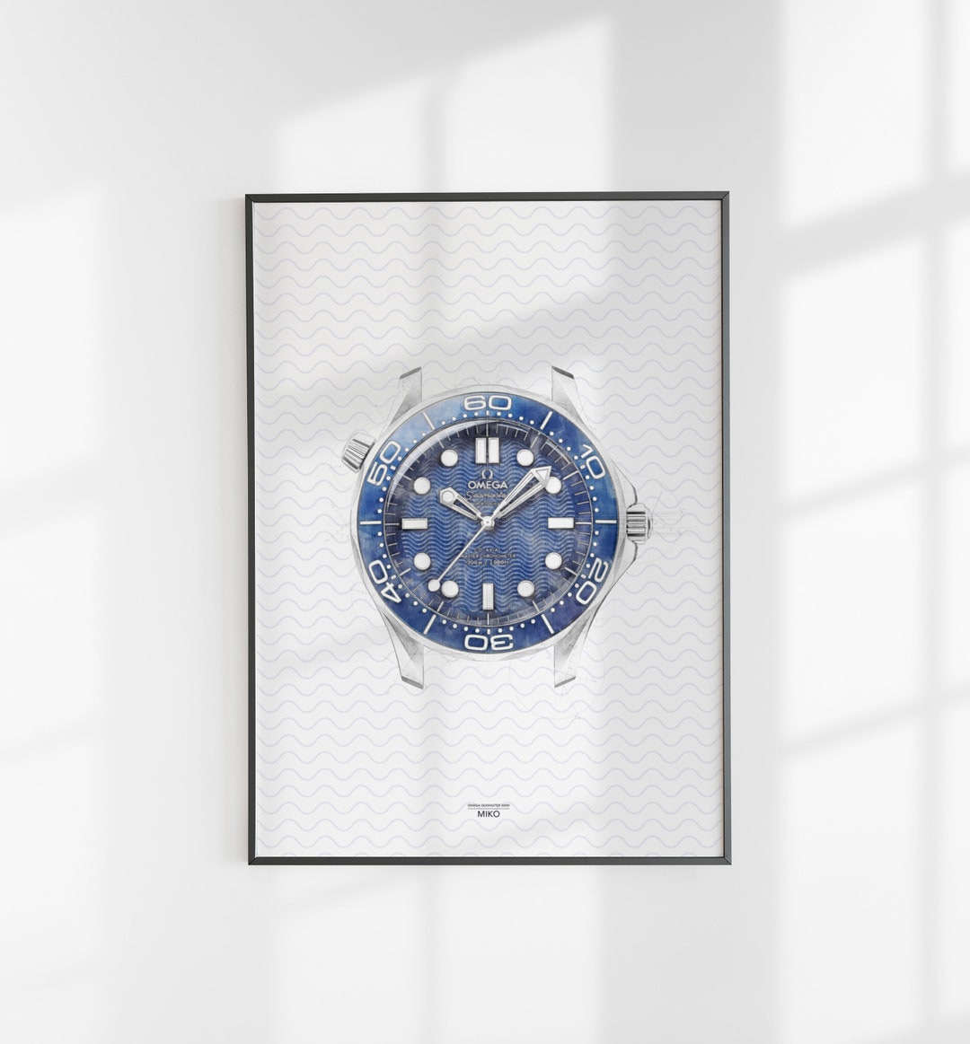 Omega Seamaster 300M Diver 60th Edition Watch Poster Technical Drawing ...