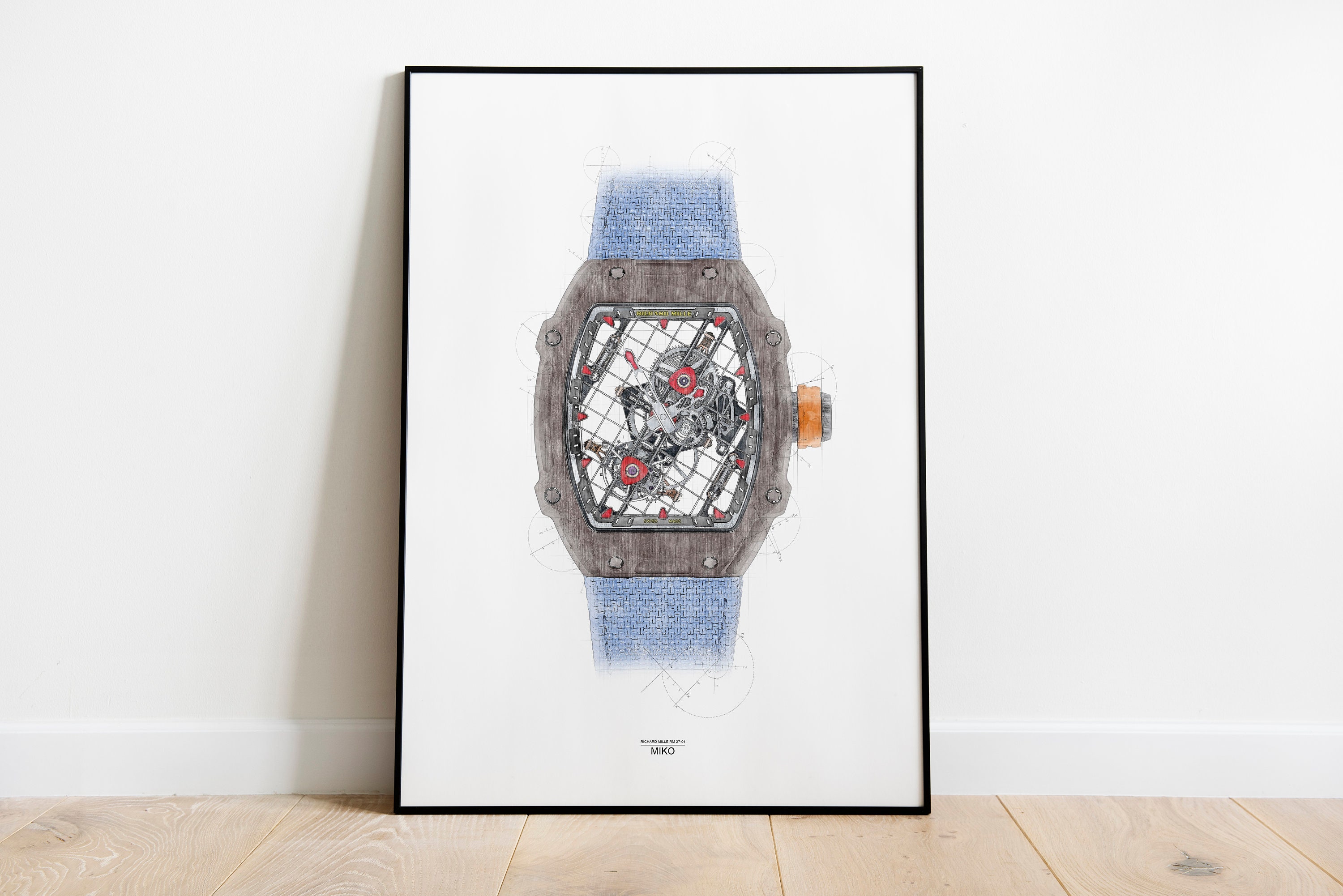 Richard Mille RM 27-04 Tourbillon Watch Poster Print Technical Drawing ...