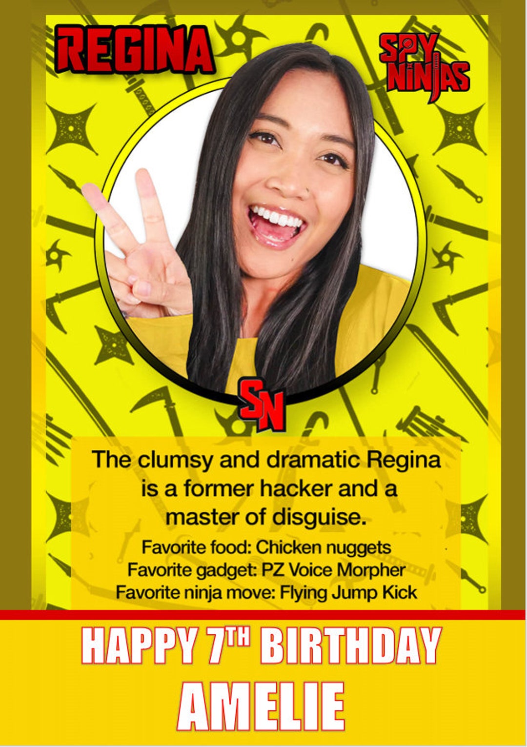 Spy Ninjas Regina Facts Youtube Birthday Card A5 Personalised - Etsy