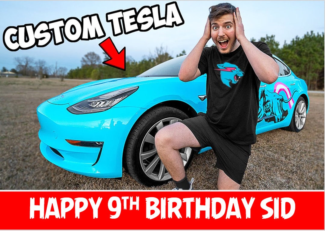 Mr Beast Tesla Birthday Card A5 Personalised Own Words A5 - Etsy