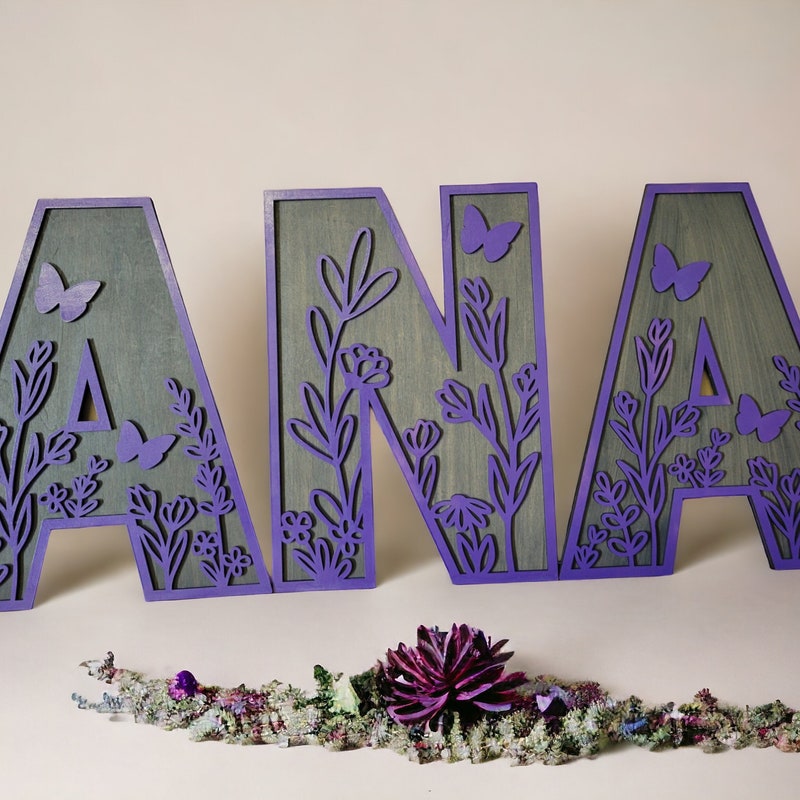 Wood Letters With Flowers - Etsy
