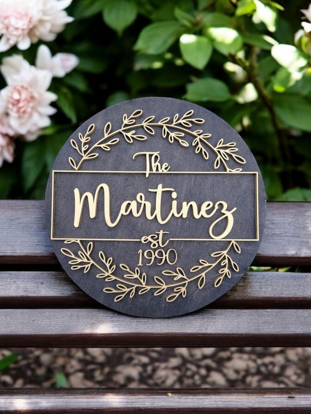 Custom Wedding Sign, Round Name Sign, Anniversary Gift, Round Wedding ...