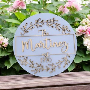 Custom Wedding Sign, Round Name Sign, Anniversary Gift, Round Wedding ...
