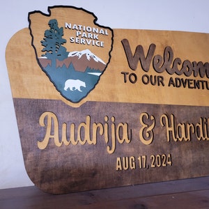 Welcome to Our Adventure Personalized Wood Sign for Home, Cabin ...