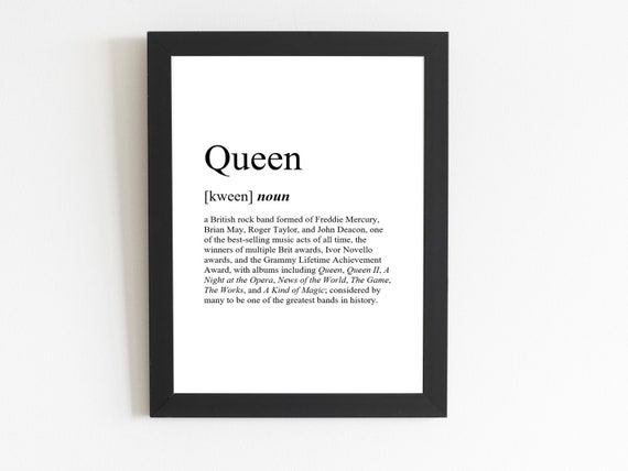 Queen Definition Print / Queen Gift / Queen Present / Queen | Etsy