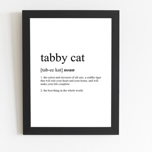 Tabby Cat Definition Print / Tabby Cat Gift / Tabby Cat Present / Tabby ...