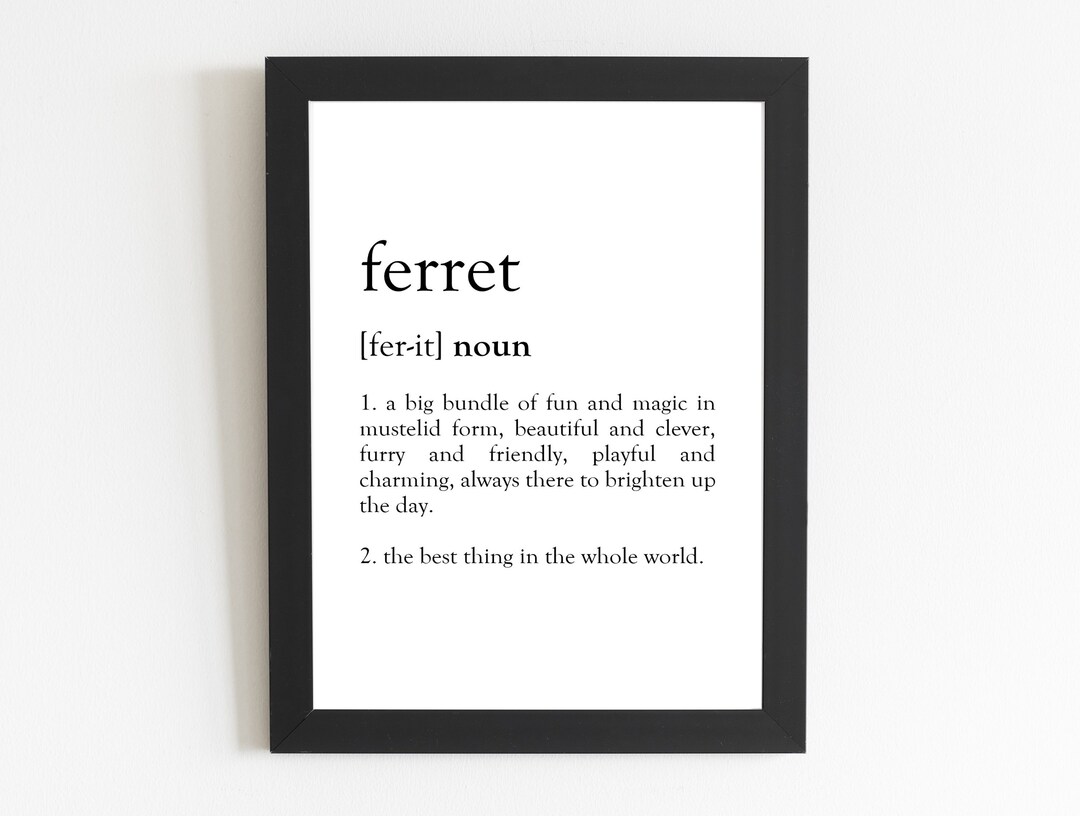 Ferret Definition Print / Ferret Gift / Ferret Present / Ferret Décor ...
