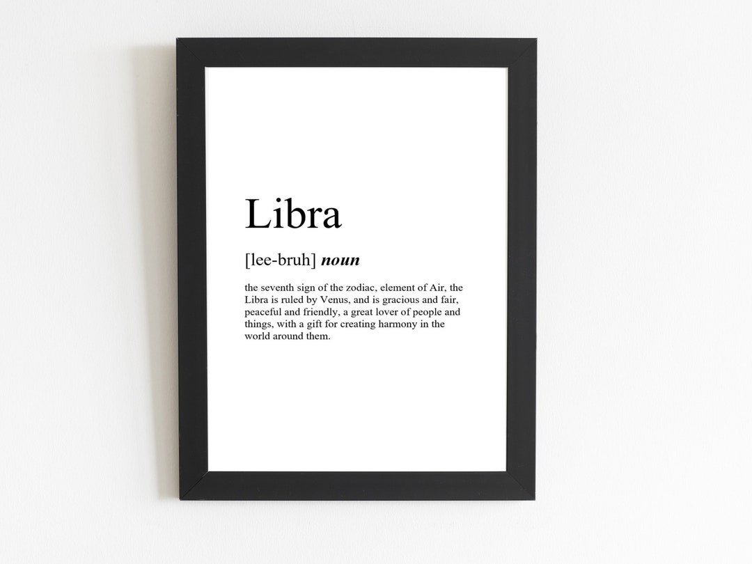 Libra Definition Print / Libra Gift / Libra Present / Libra Décor ...