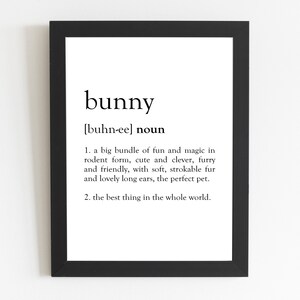 Bunny Definition Print / Bunny Gift / Bunny Lover Print / Bunny Lover ...
