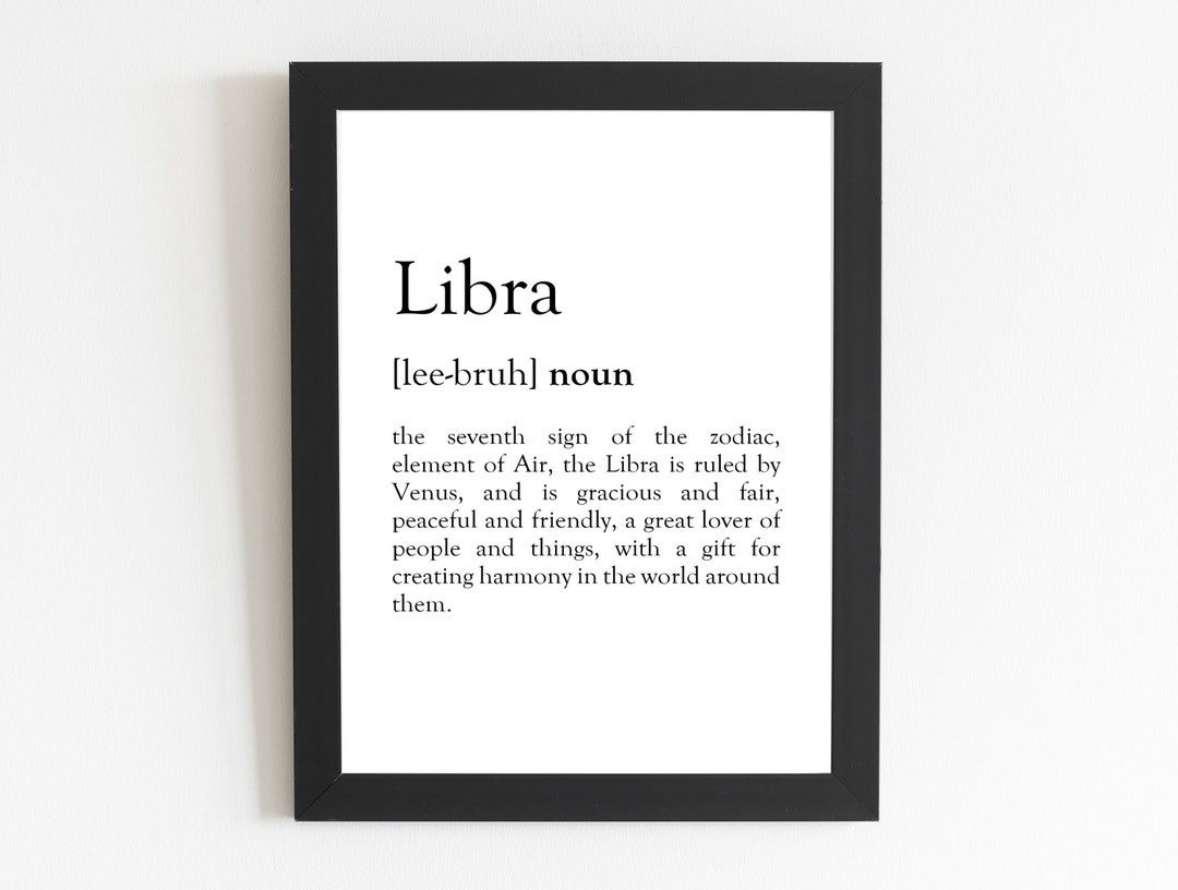Libra Definition Print / Libra Gift / Libra Present / Libra Décor ...