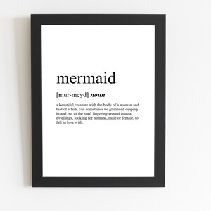 Mermaid Print / Mermaid Definition Print / Mermaid Gift / Mermaid ...