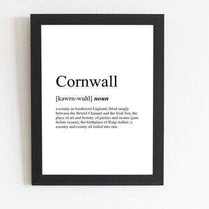 Cornwall Definition Print / Cornwall Gift / Cornwall Present / - Etsy