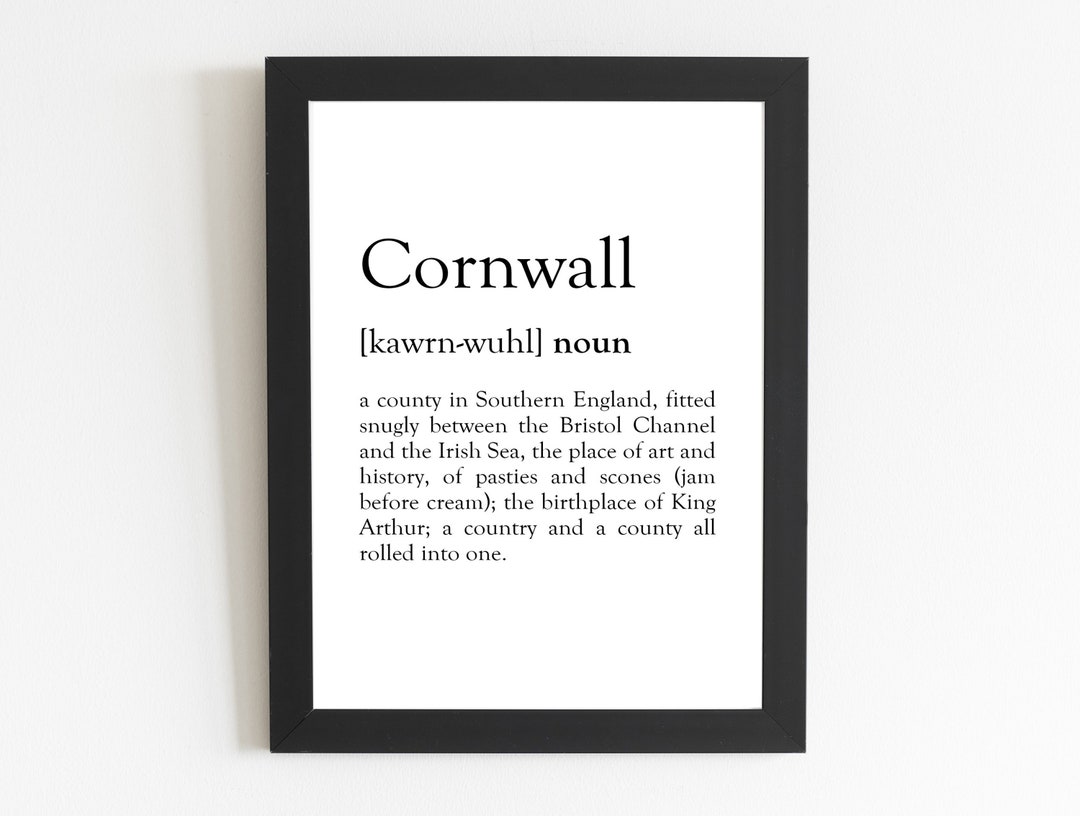 Cornwall Definition Print / Cornwall Gift / Cornwall Present / Cornwall ...