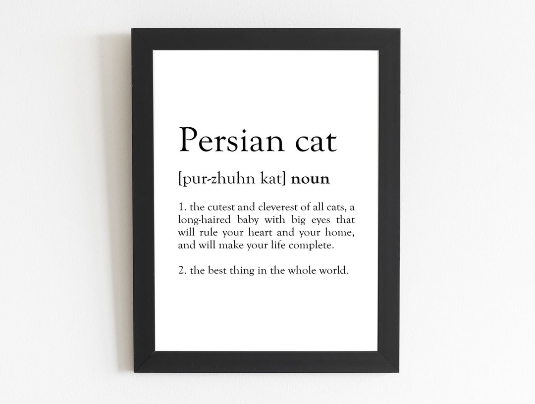Persian Cat Definition Print / Persian Cat Gift / Persian Cat Present ...
