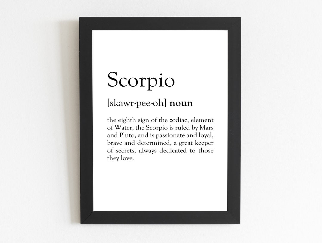 Scorpio Definition Print / Scorpio Gift / Scorpio Present / Scorpio ...
