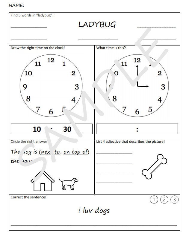 Morning Work/extended Learning 5 Worksheets time, Adjectives, Commas ...