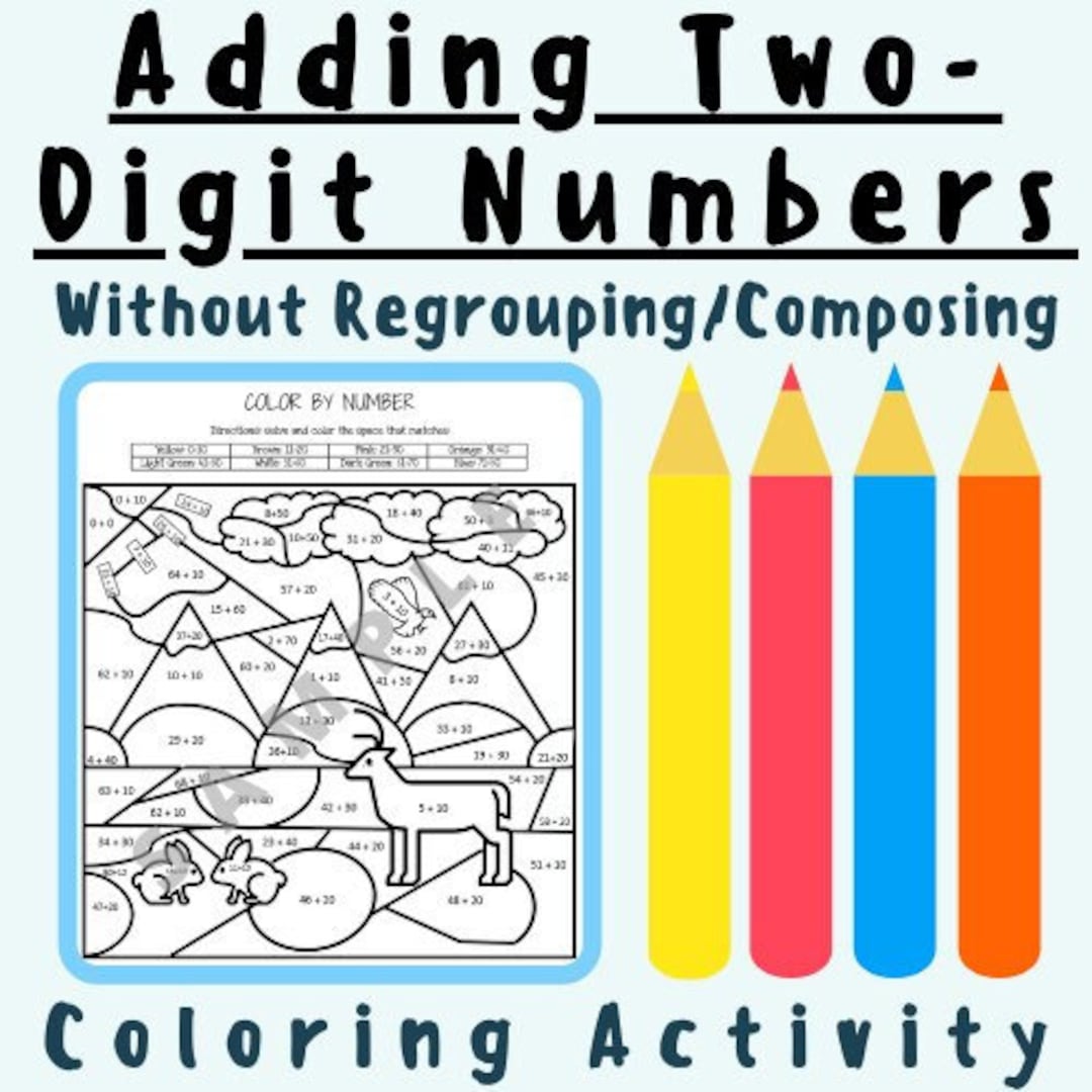 Adding Two-digit Numbers Without Regrouping/composing Coloring Activity ...