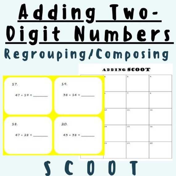 Adding Two-digit Numbers With Regrouping/composing Scoot/task | Etsy