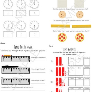 1st Grade Math Review Packet end of Year/summer Recap 2nd | Etsy
