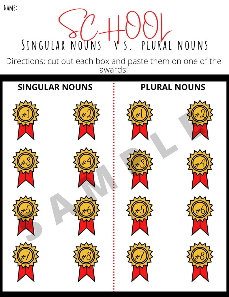 Singular VS Plural Nouns writing Identifying Cut & Paste 4 - Etsy