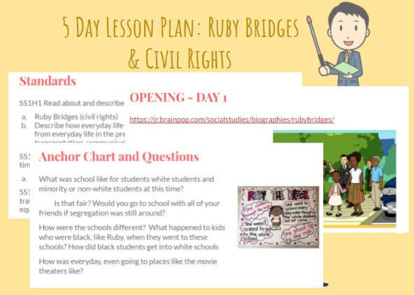 5 Day Lesson Plan: Ruby Bridges Civil Rights (sylvia Mendez ...