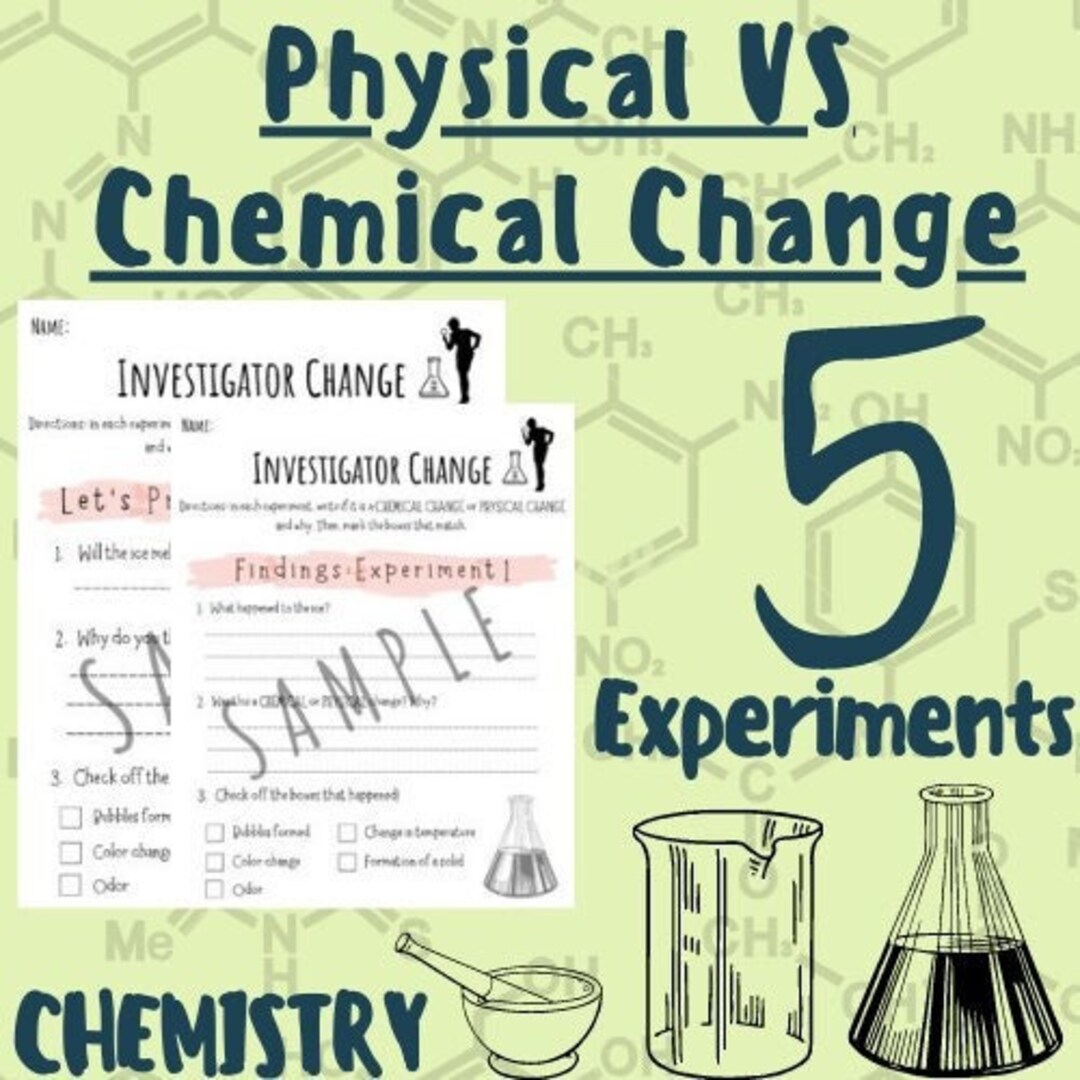 Chemical VS Physical Change 5 Experiments [worksheets, How-to, Stations ...