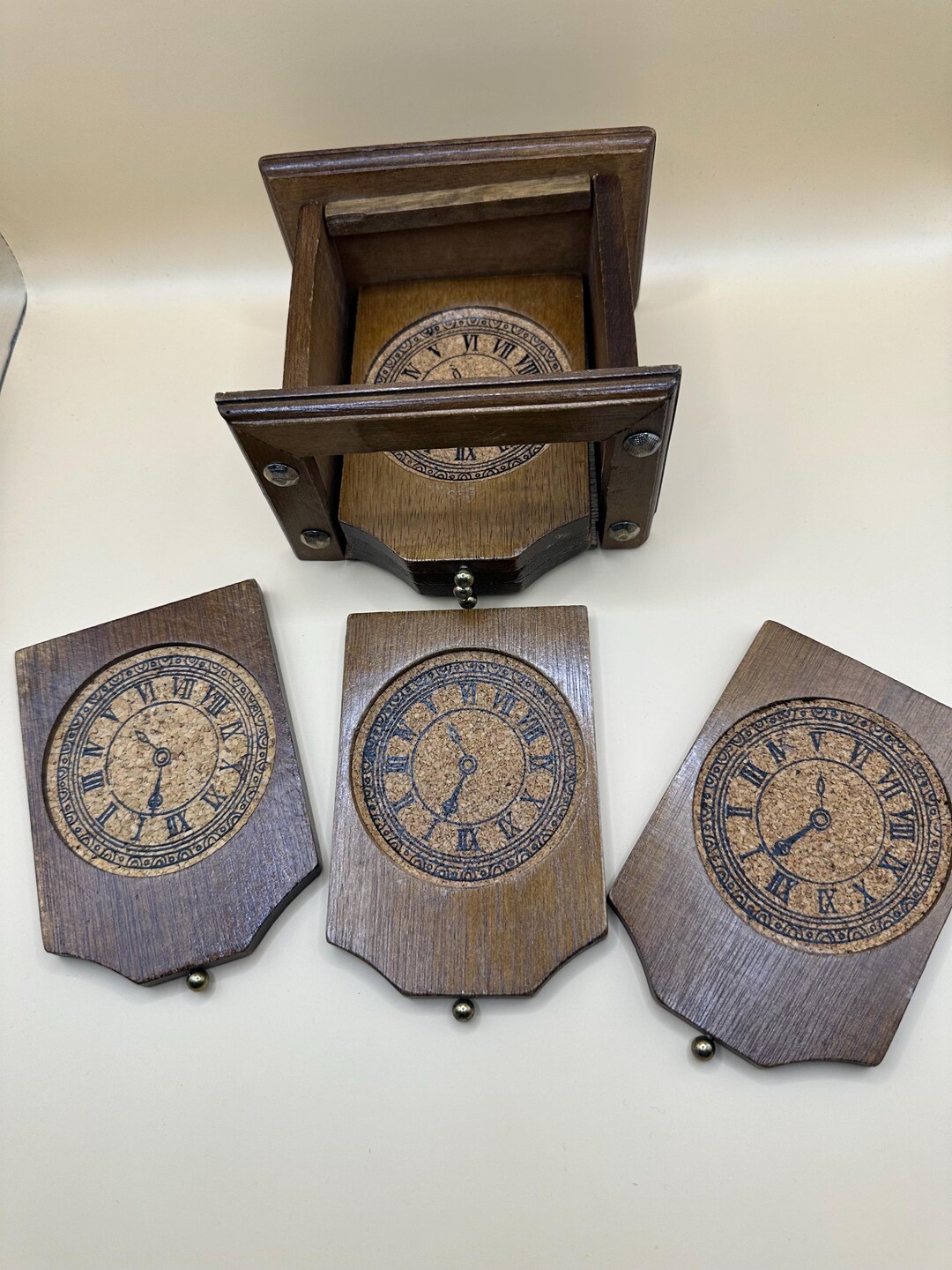 Vintage Cork Coaster Set|wooden Clock Decor Set of 6 - Etsy