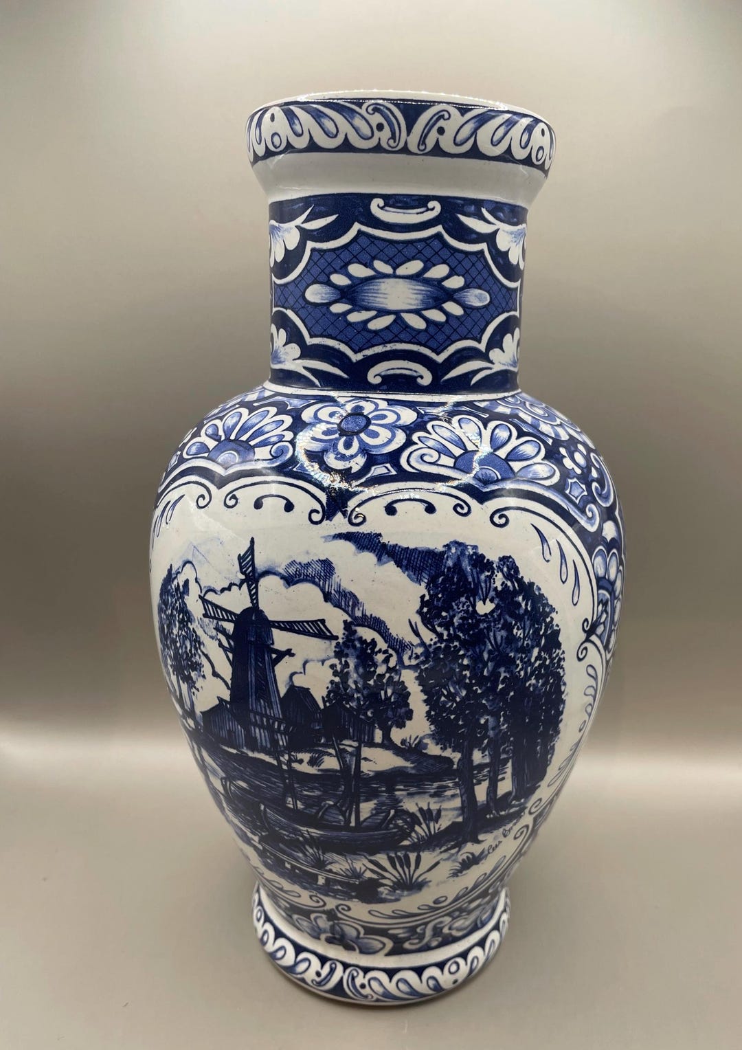Mid Century Piece Dutch Holland Delft Blue Vase , Flower Pot, Bloempot ...