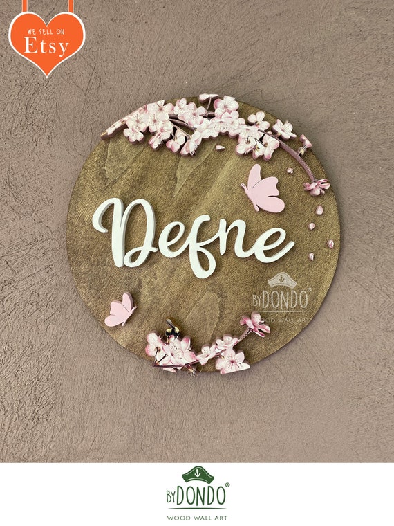 Nursery Name Sign Flowers Sign Custom Name Sign Kids Room | Etsy