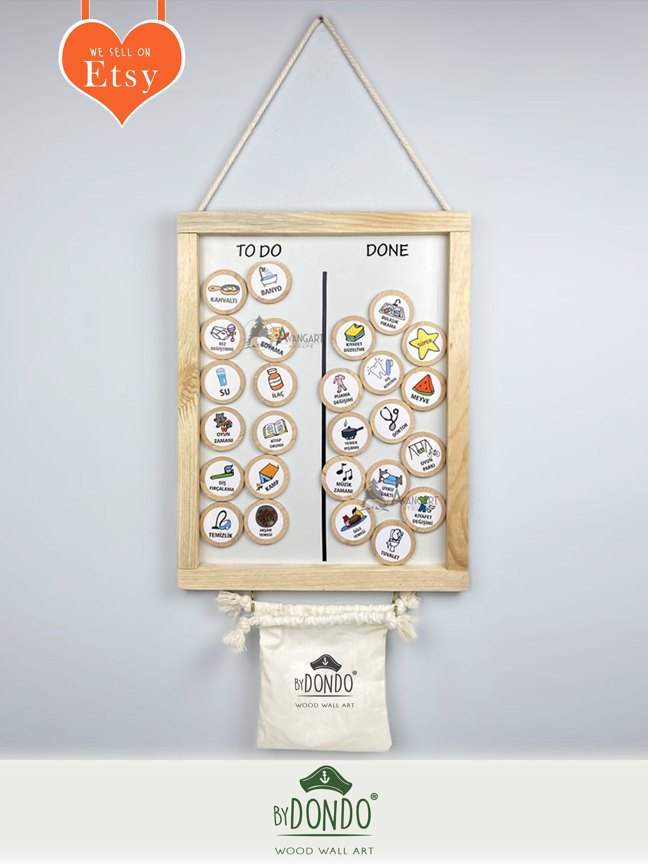 To Do Done Chore Chart, Kids Daily Routine Chart, Wood Routine Chart ...