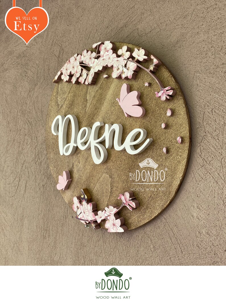 Nursery Name Sign Flowers Sign Custom Name Sign Kids Room - Etsy