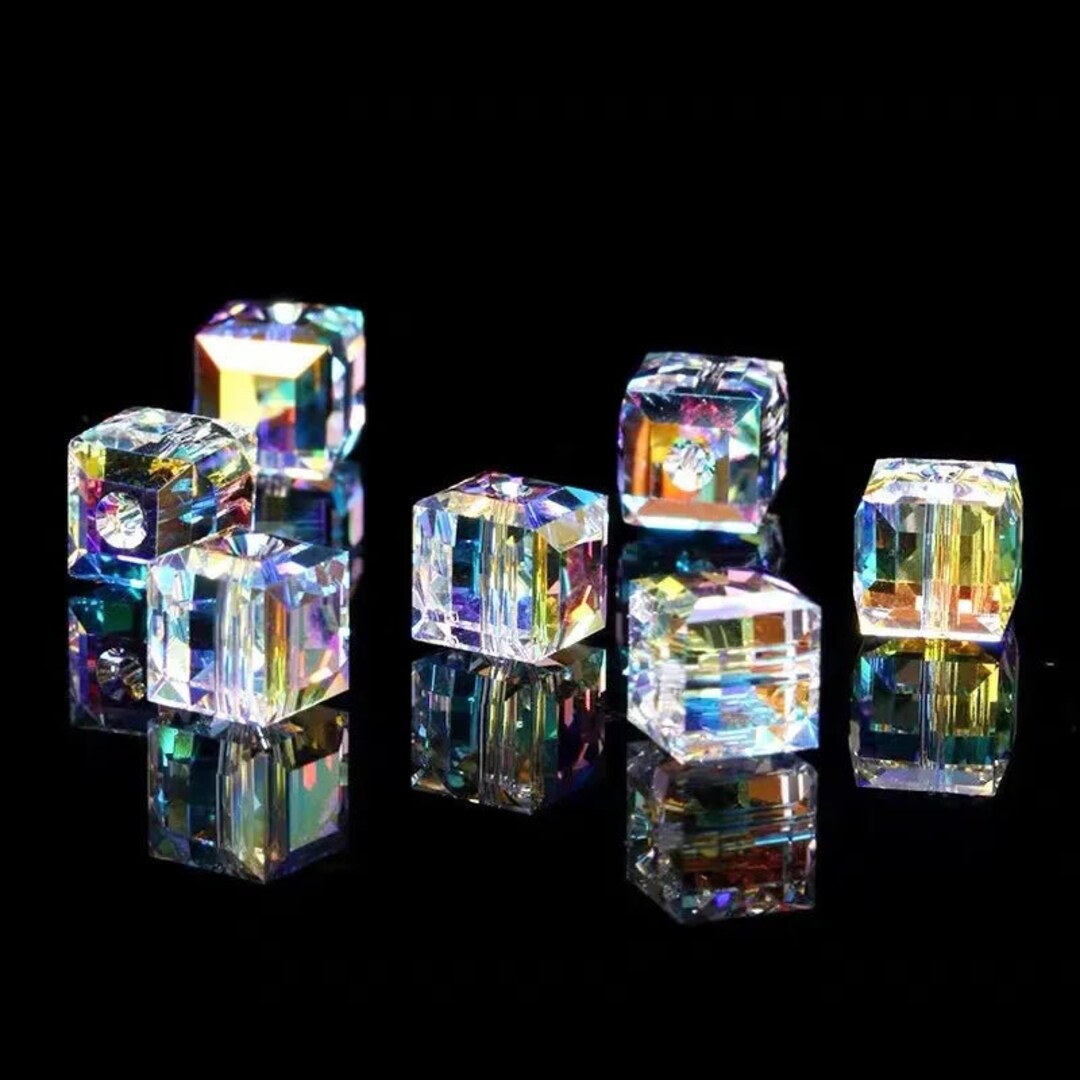 30/50pcs 6-10mm Crystal Beads Ab Color Cube Square Beads Loose Spacer ...