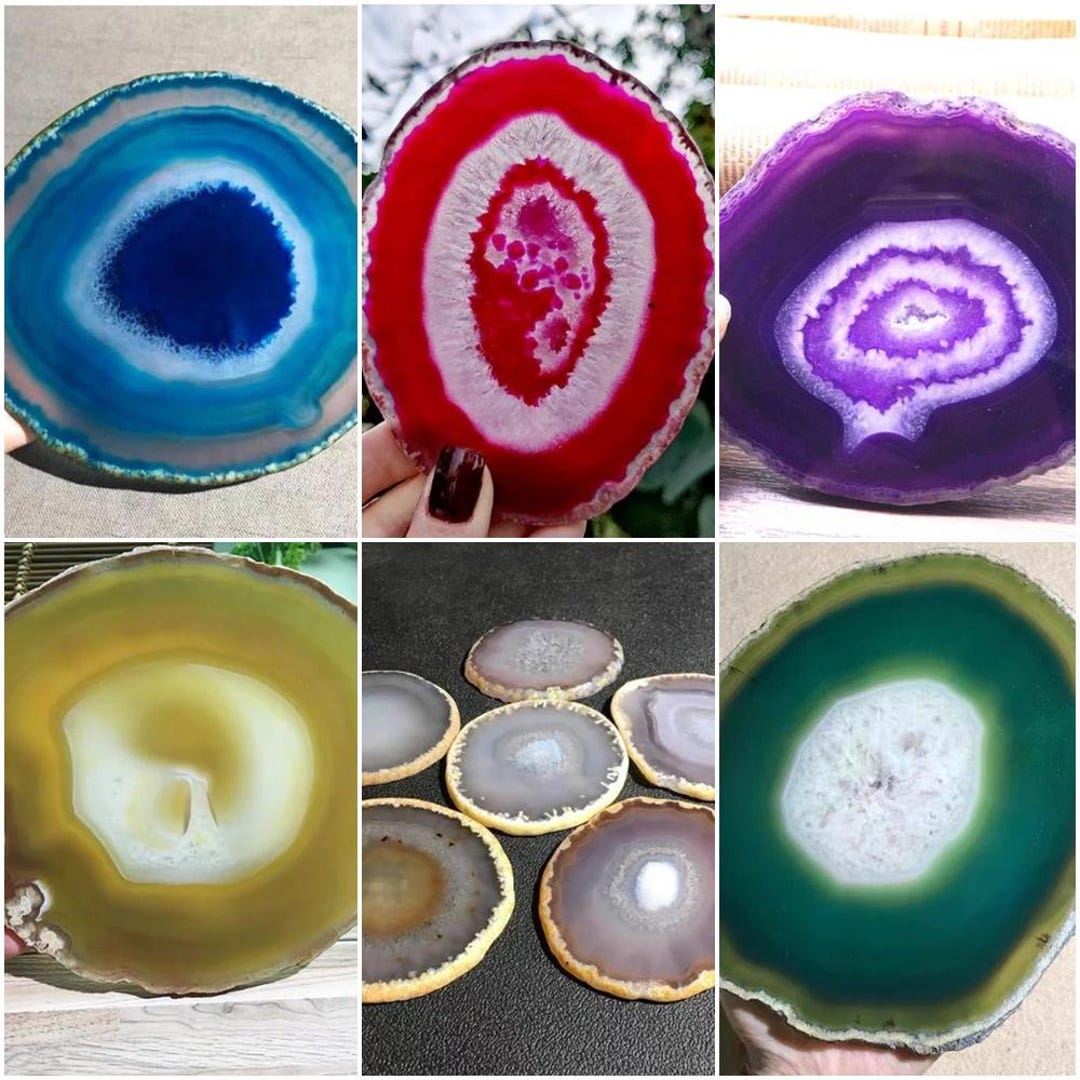 12-20cm Large Crystal Agate Slab Geode Slice Mineral Coaster Healing ...