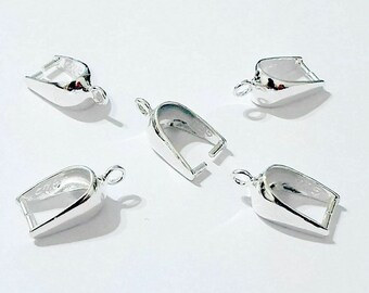Large Plain Sterling Silver Pinch Bail S244 Pendant Bail - Etsy