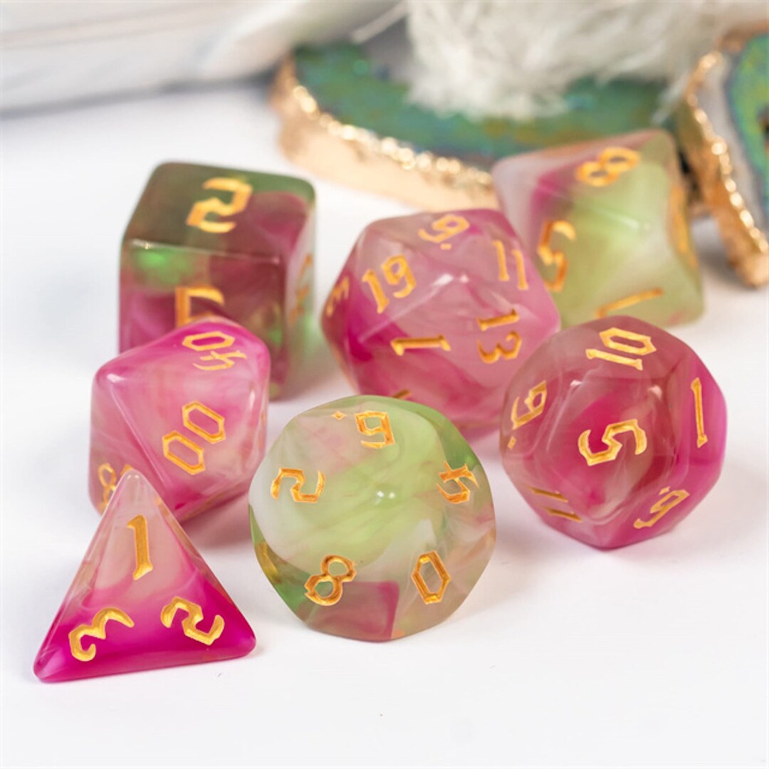 Enchanted Glade Dice Rose Dice Flower Dice Pink Dice Green Dice Emerald ...
