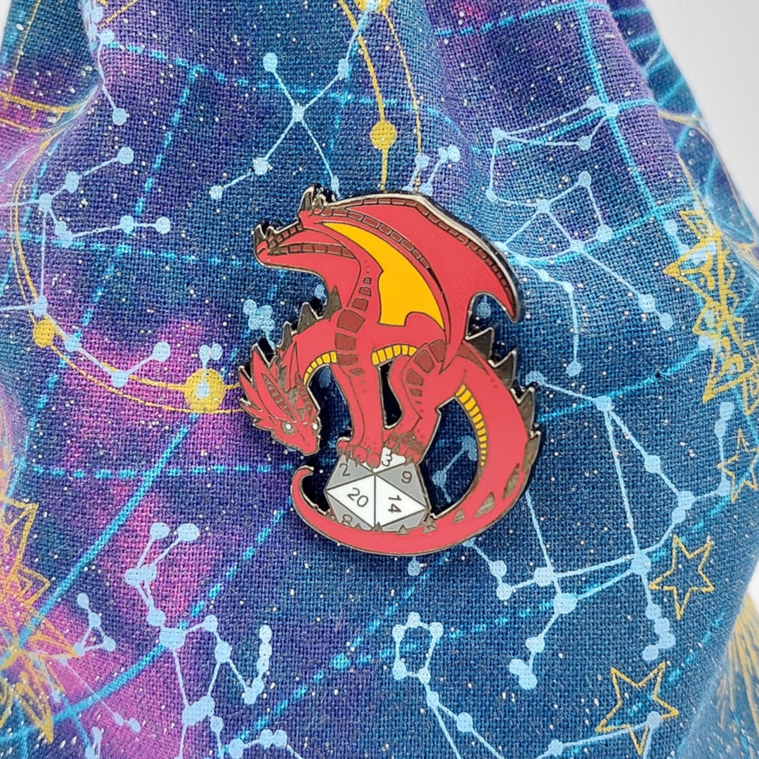 D20 Dragon Pin Retro D&D Badge Dnd Pin Dungeon Master Pin Dnd Gift Dice ...