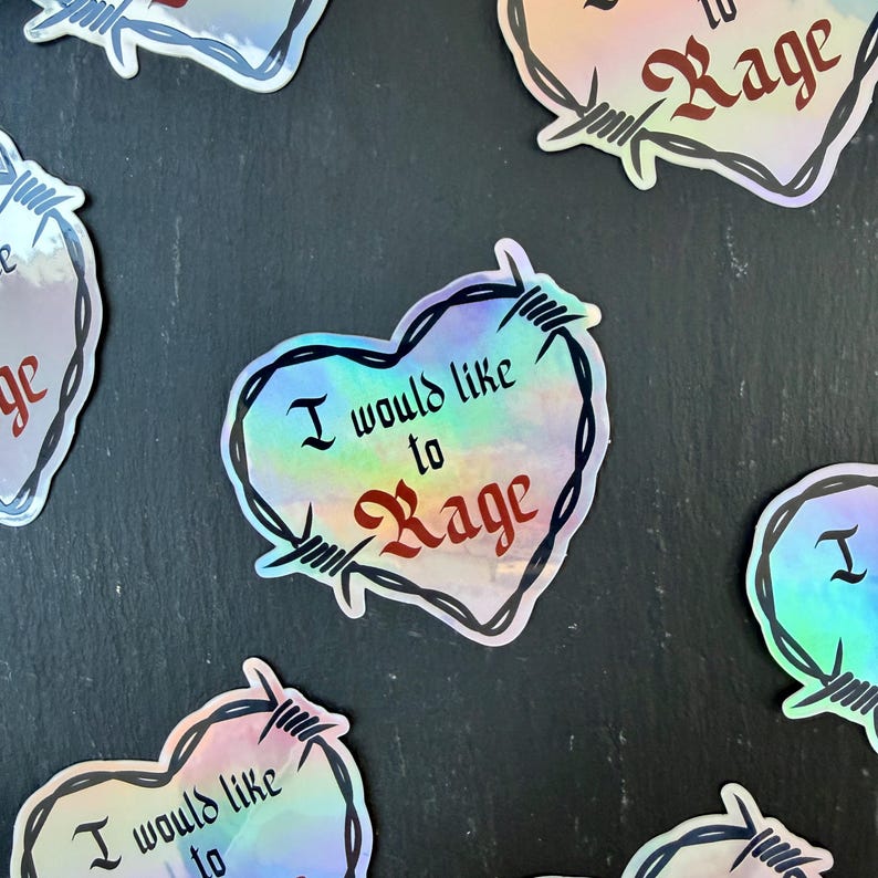 I Would Like to Rage Holographic Sticker | Dnd Barbarian Heart Sticker ...