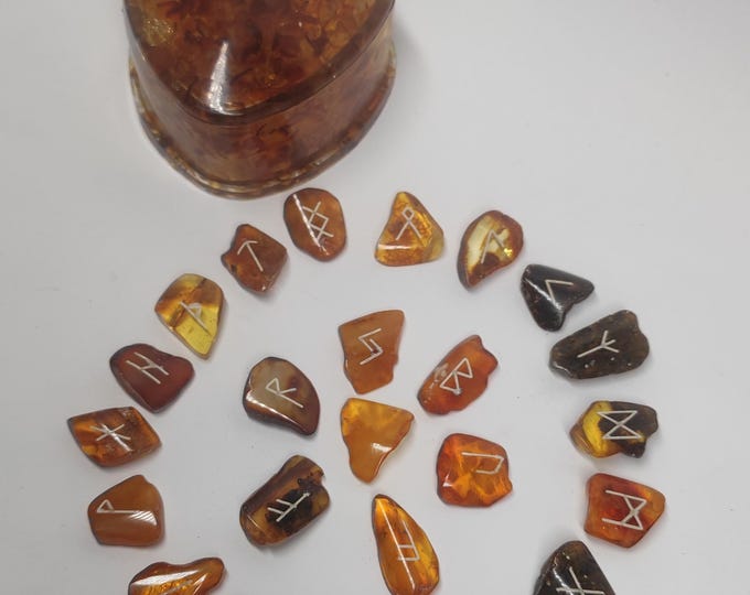 Ukrainian Handmade Amber Runes, Full Elder Futhark Set, Viking ...